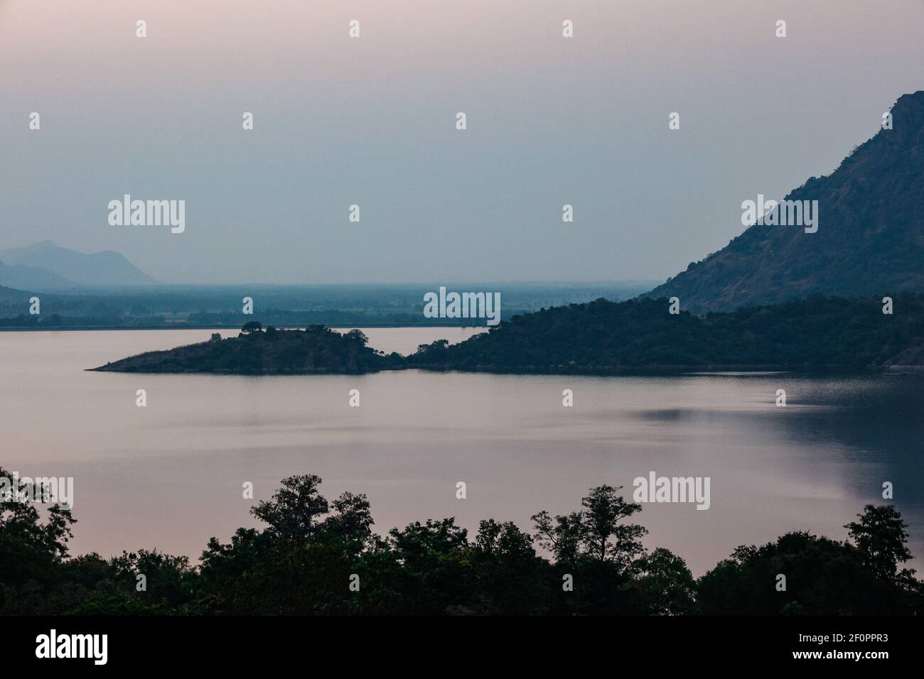 Beautiful view of Palar Dam reservoir during sunset at Palani, Dindigul ...