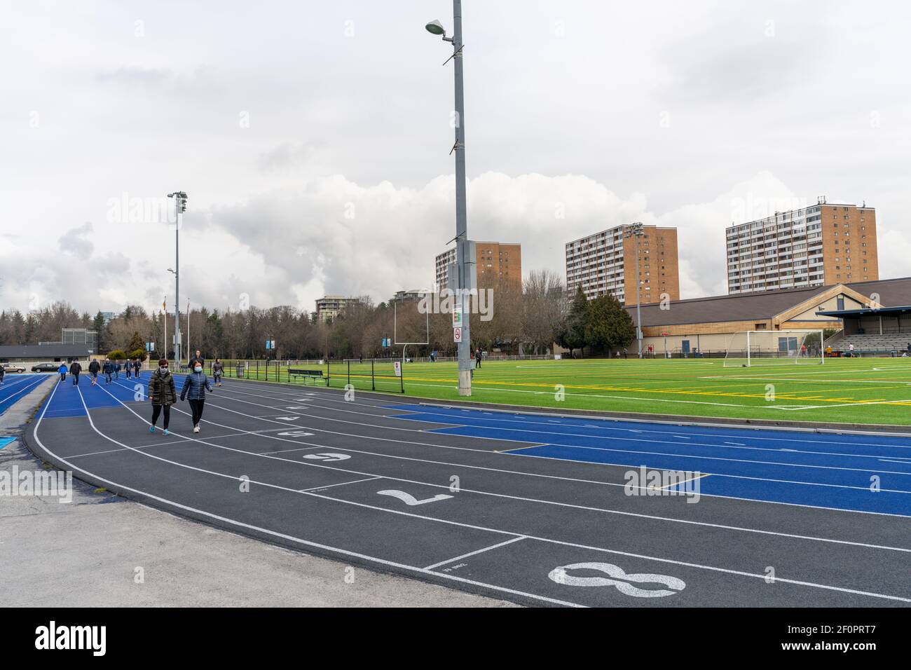 Residents walking in the Minoru Park, Oval Field during covid-19 ...