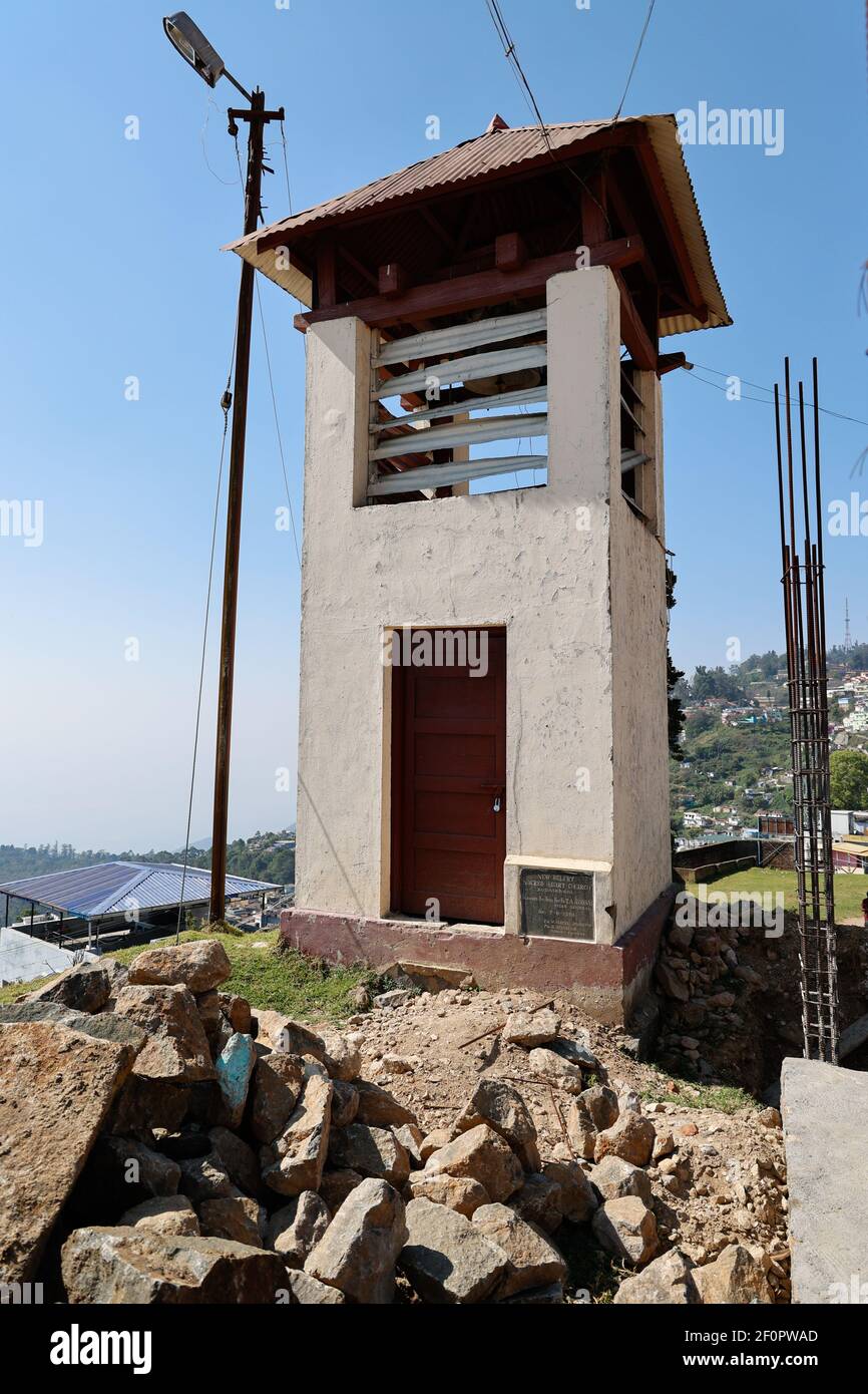 Renovation work of the ancient bell tower going on at Sacred Heart ...