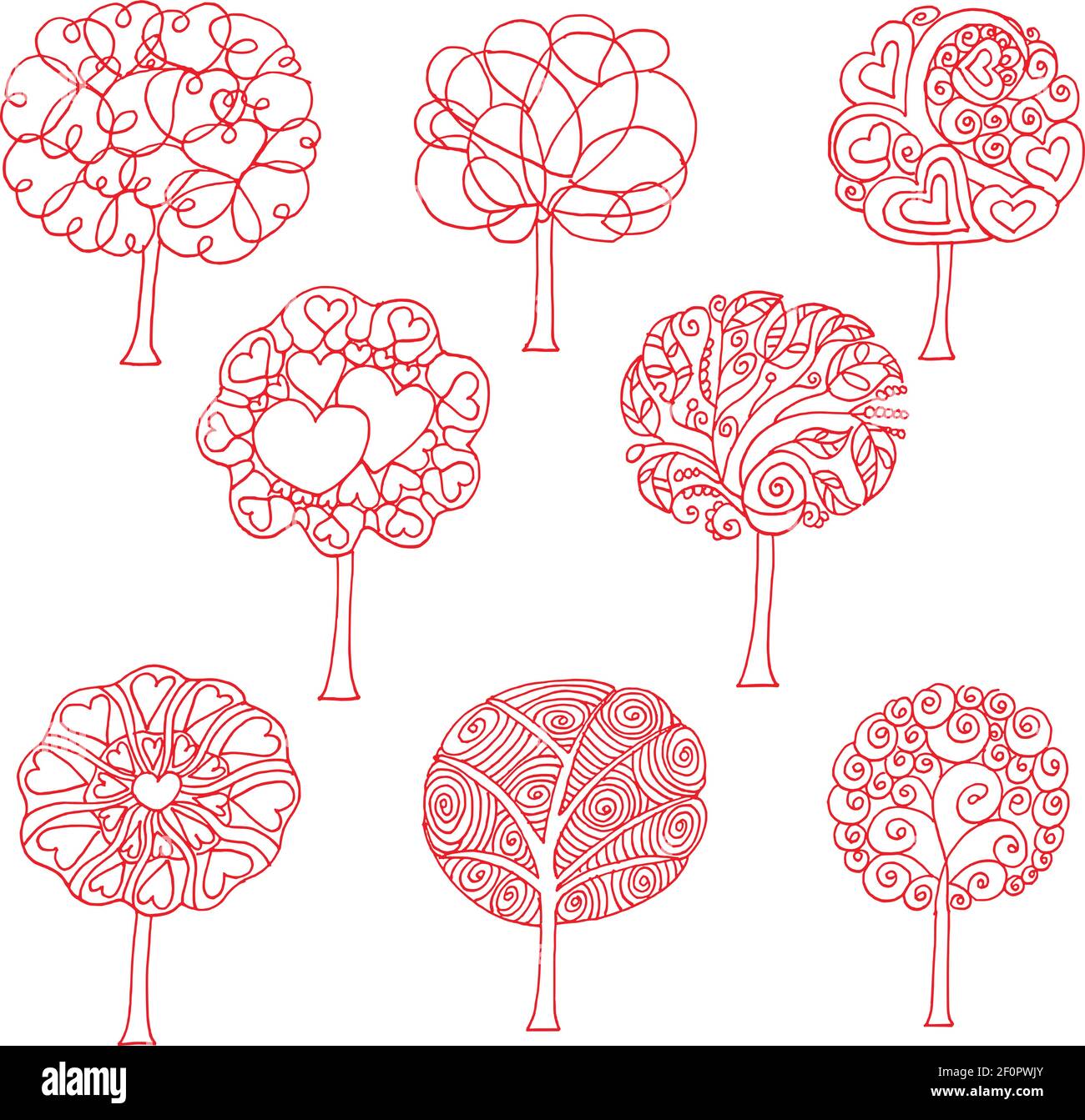 vector drawing heart shape with love tree design background Stock ...