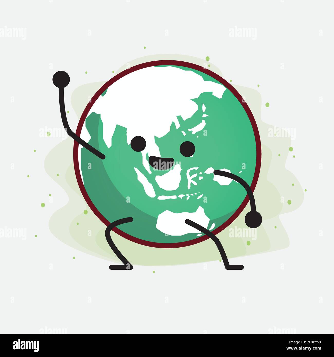 Vector Illustration of Earth Globe Character with cute face, simple ...