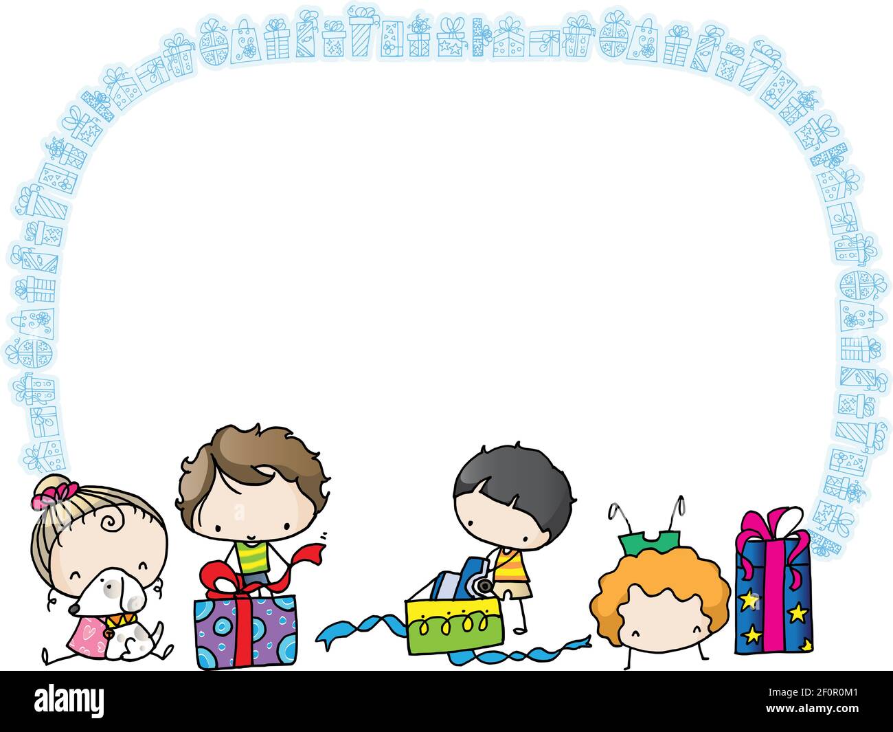 vector cartoon Children get gifts Stock Vector Image & Art - Alamy