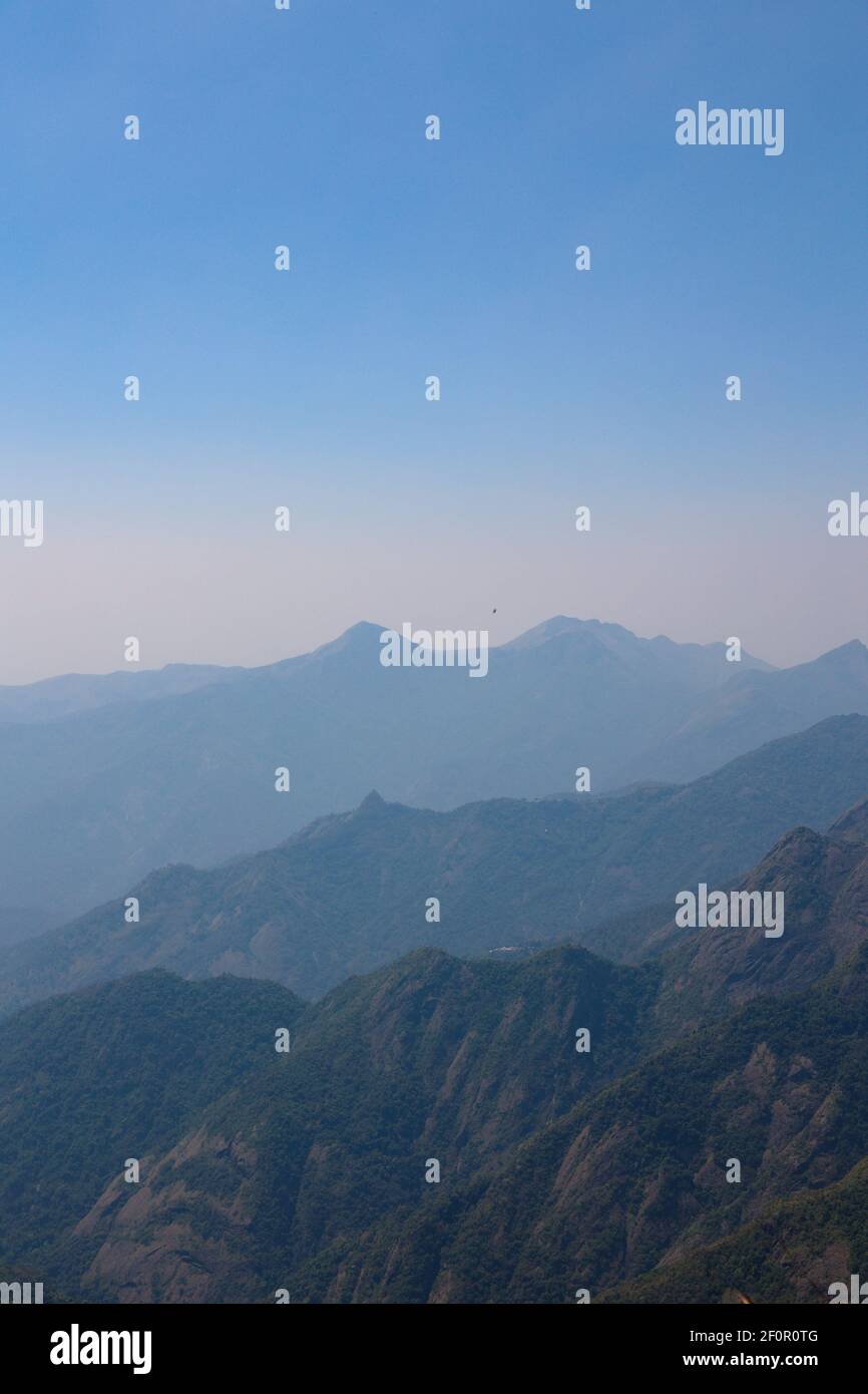 View of the peaks and valley from Guna Caves, Kodaikanal, Tamil Nadu ...
