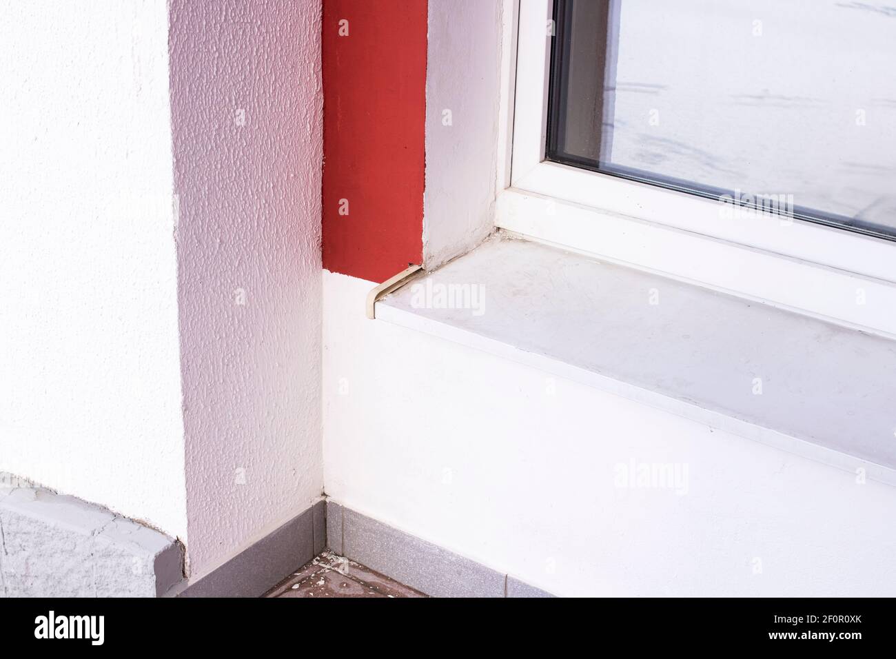Windowsill from the outside of the window close up Stock Photo - Alamy