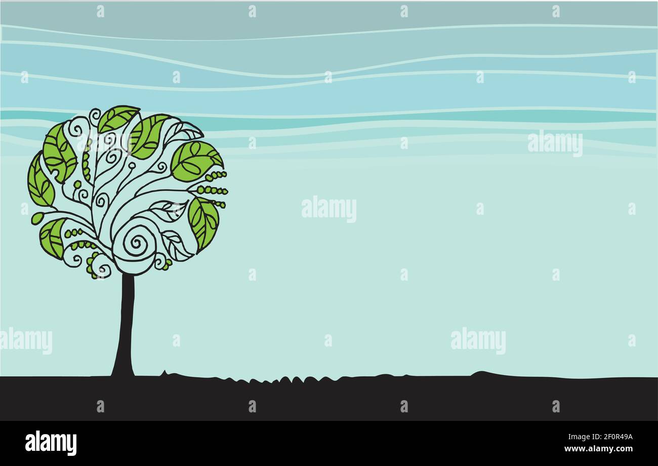 vector drawing tree background Stock Vector Image & Art - Alamy