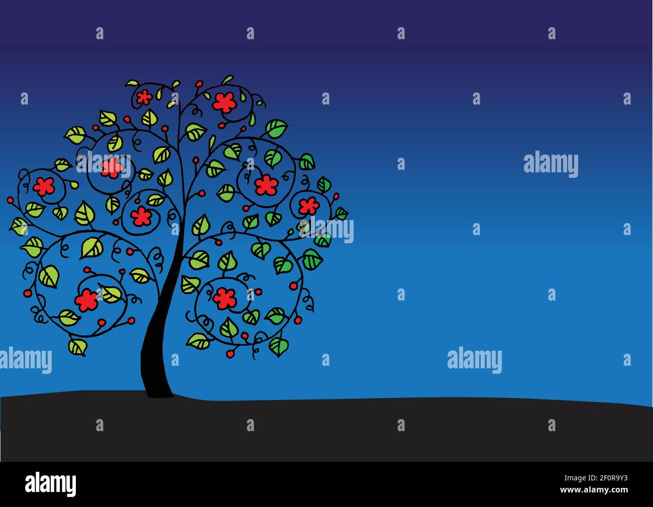 vector drawing tree background Stock Vector Image & Art - Alamy