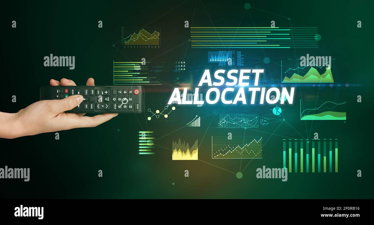hand holding wireless peripheral with ASSET ALLOCATION inscription ...