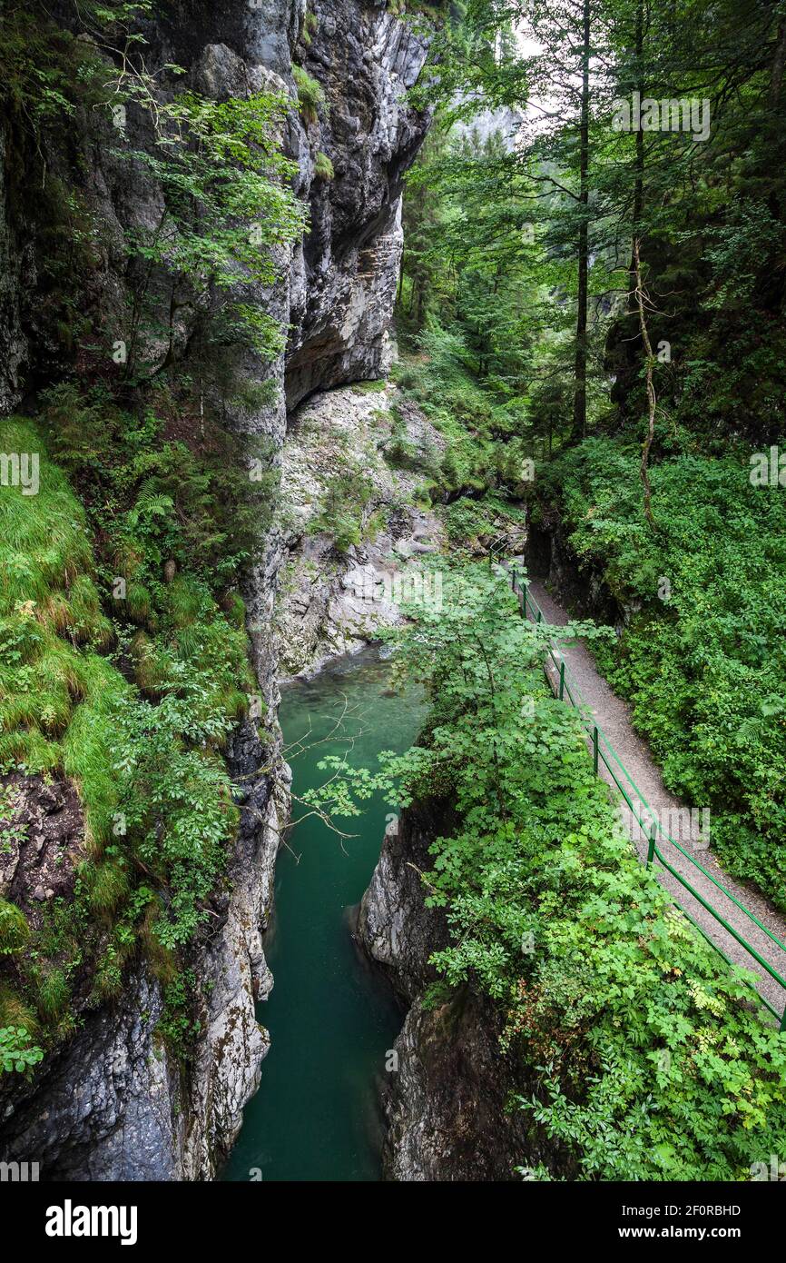 Breitach, southern access to the Breitachklamm, near Oberstdorf ...