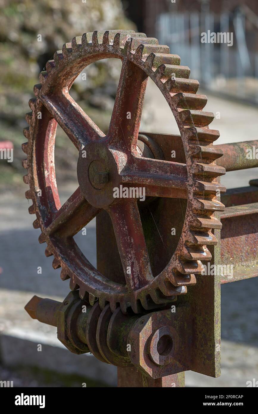 Rusty gear wheel of a weir, Germany Stock Photo - Alamy