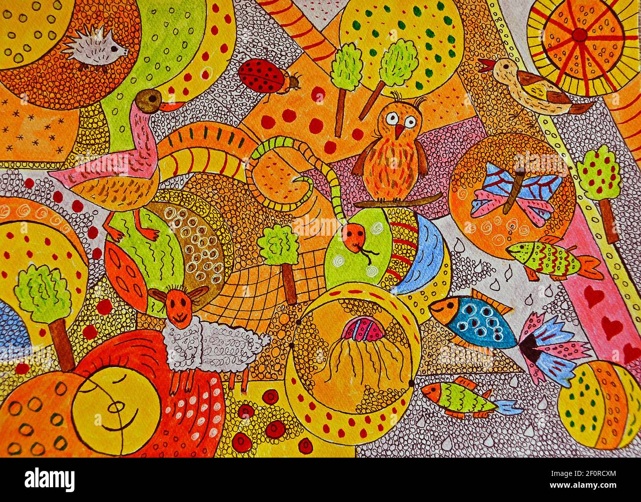 Hidden object animals, naive illustration Stock Photo - Alamy