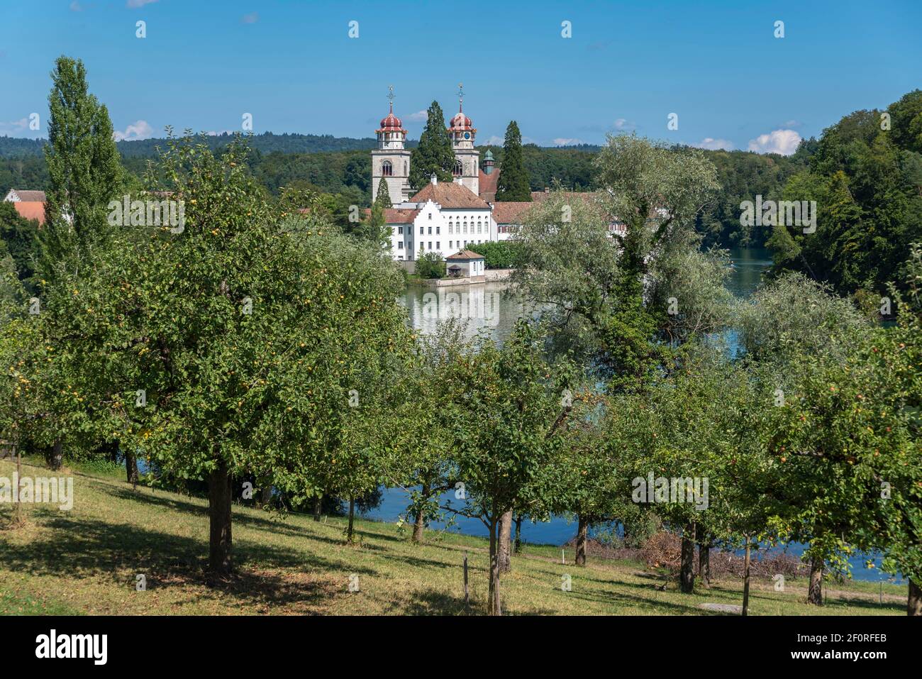 Rhine and Monastery Island, Rheinau, Canton Zurich, Switzerland Stock ...