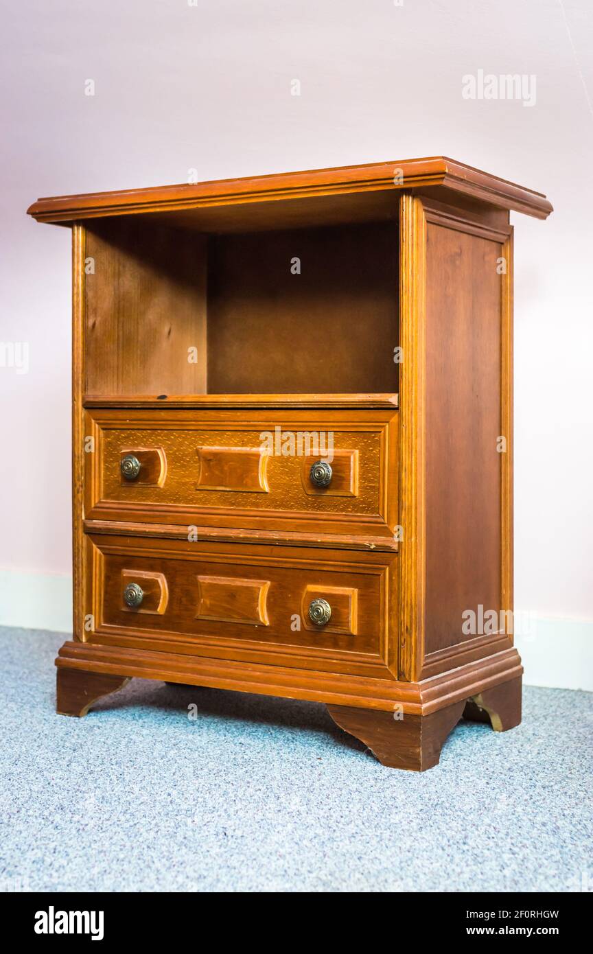Wooden antique nightstand Stock Photo - Alamy