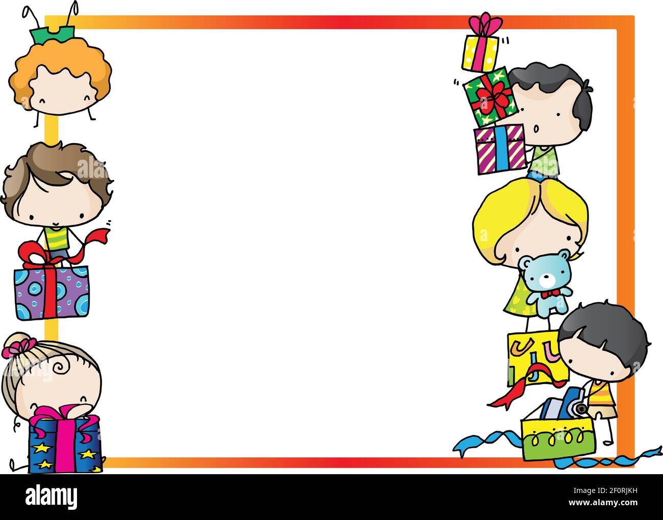 vector cartoon Children get gifts Stock Vector Image & Art - Alamy