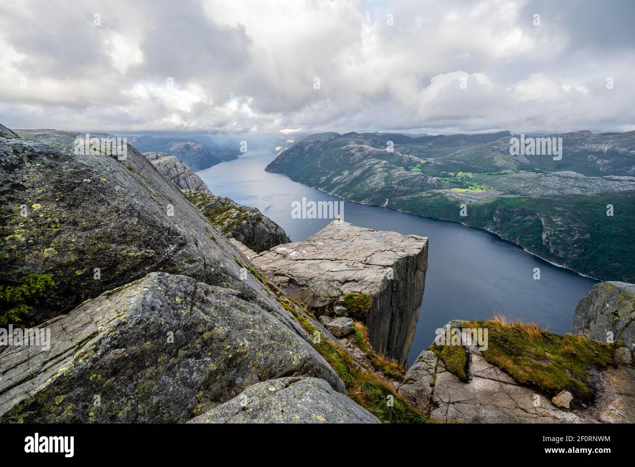 Rock plateau, rock pulpit Preikestolen, Lysefjord, Ryfylke, Rogaland ...