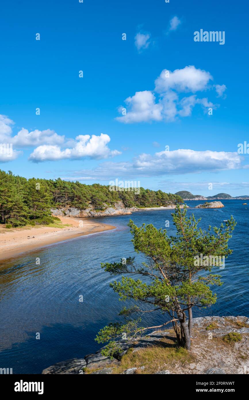 Kanelstranda, coast in Furulunden nature park Park by the Mannefjord ...