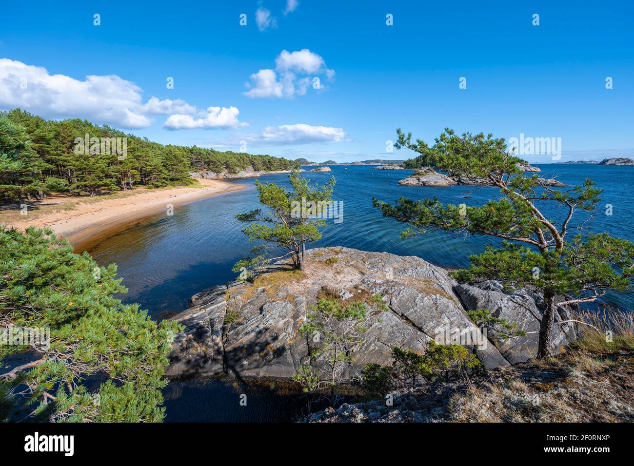 Kanelstranda, coast in Furulunden nature park Park by the Mannefjord ...