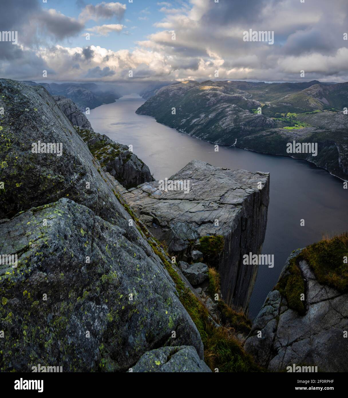Rock plateau, rock pulpit Preikestolen, Lysefjord, Ryfylke, Rogaland ...