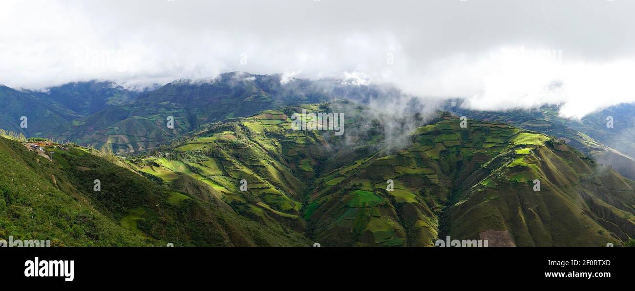 Cultivated green hills, Kuelap, Luya Province, Amazonas Region, Peru ...