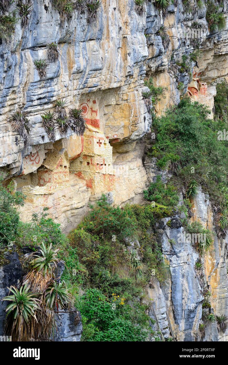 Mausoleo de Revash, burial place of the Chachapoya culture in the steep ...