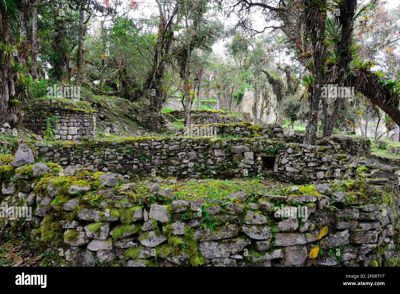 Round foundation walls in the ruined city of the Chachapoya culture ...