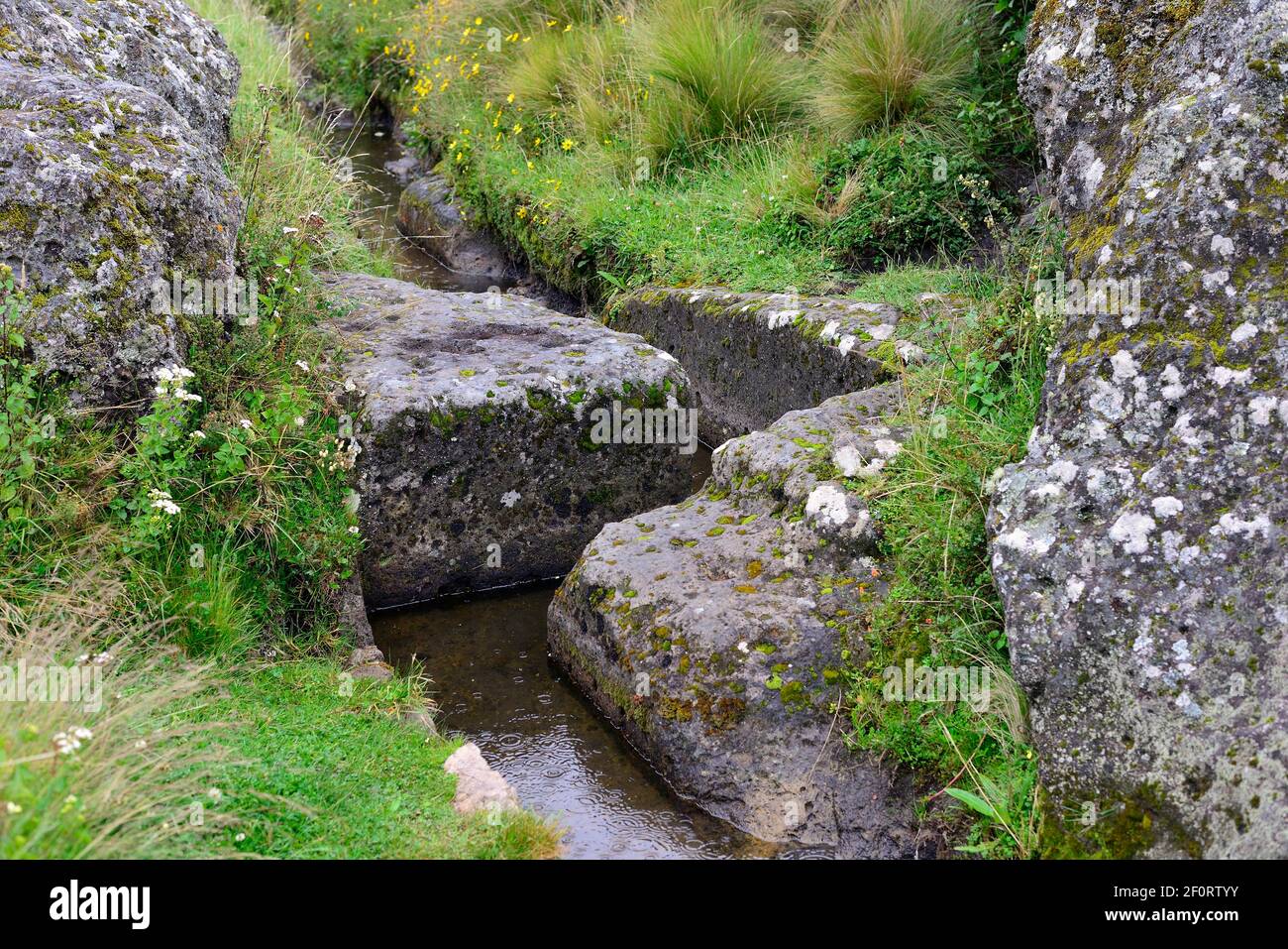 Aqueduct, Inca irrigation canal, Cumbe Mayo, Cajamarca Province, Peru ...