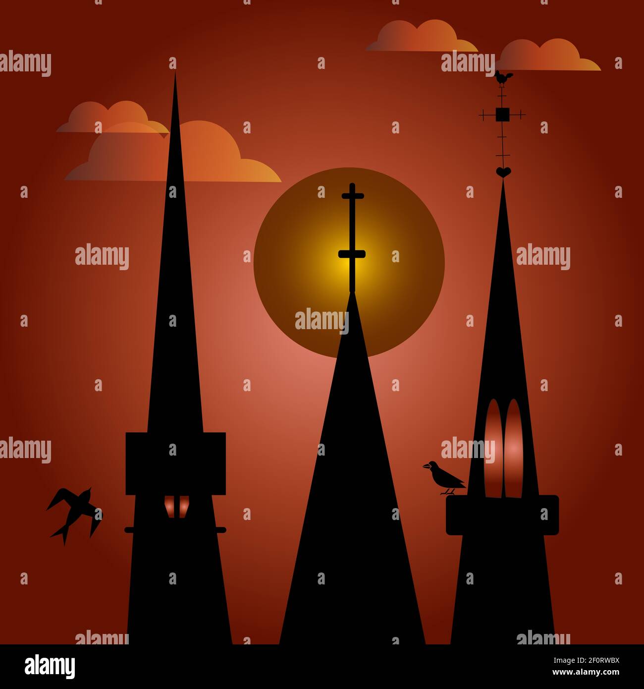 Vector digital illustration of a place of prayer and religion Stock ...