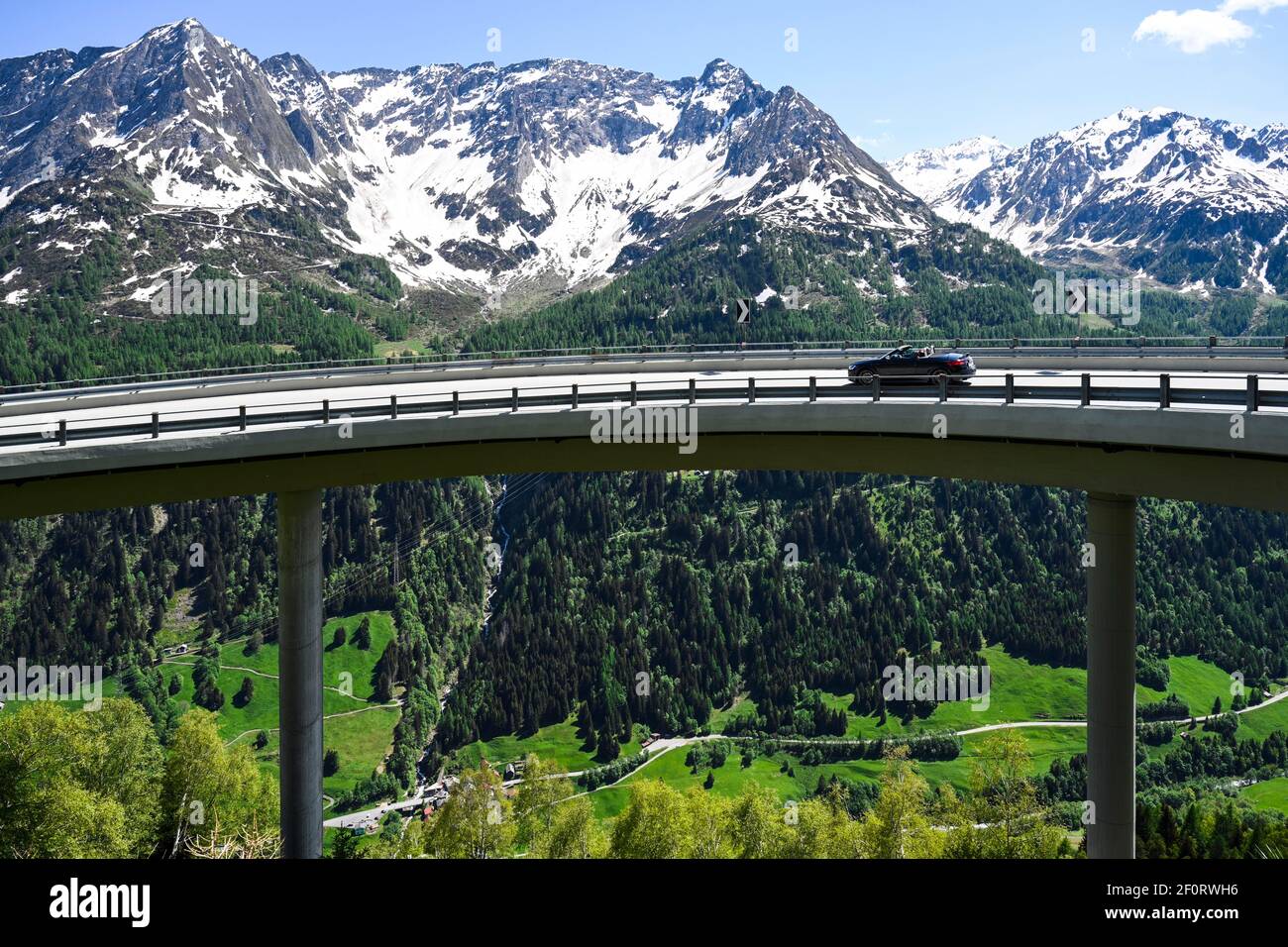 Pass journey passenger car, Gotthard pass, Switzerland Stock Photo - Alamy