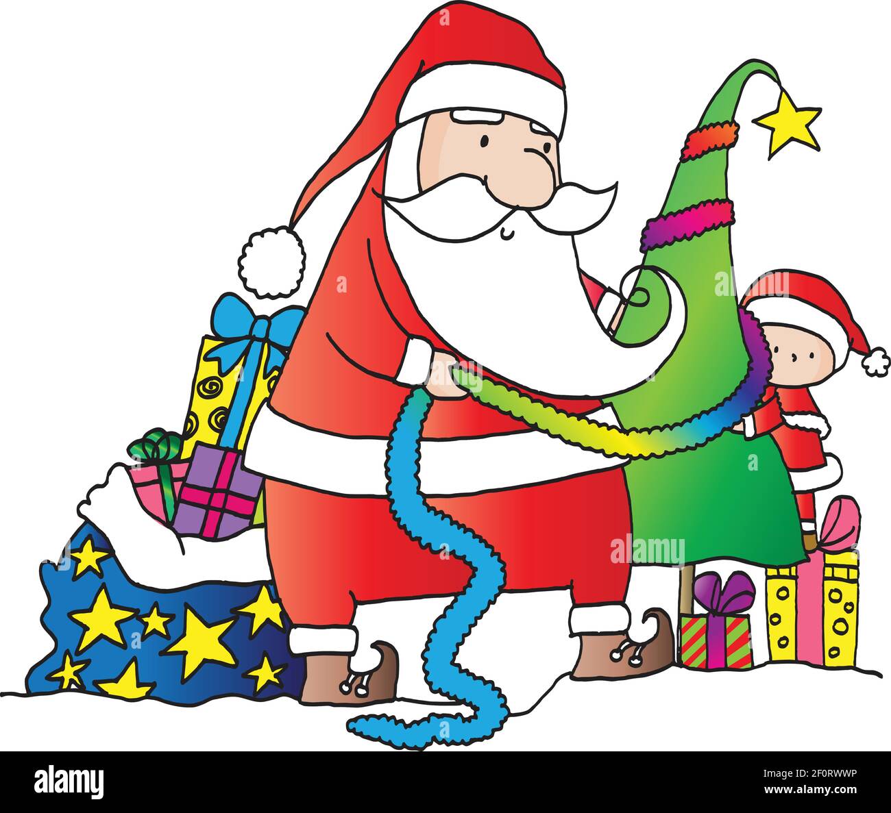 vector drawing Santa Claus set Stock Vector Image & Art - Alamy