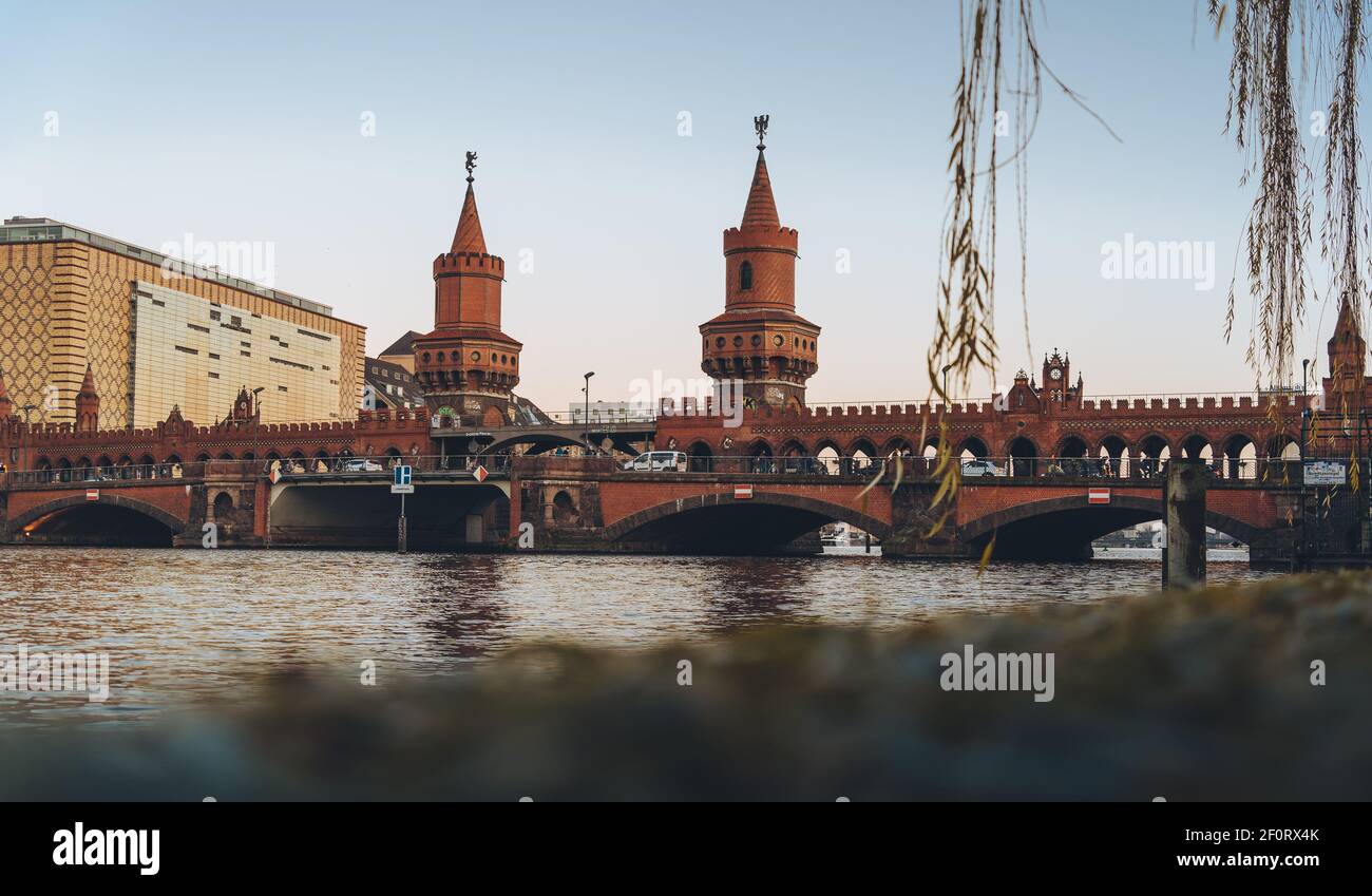 Berlin, Germany - March 03 2021: View towards Oberbaum Bridge during ...