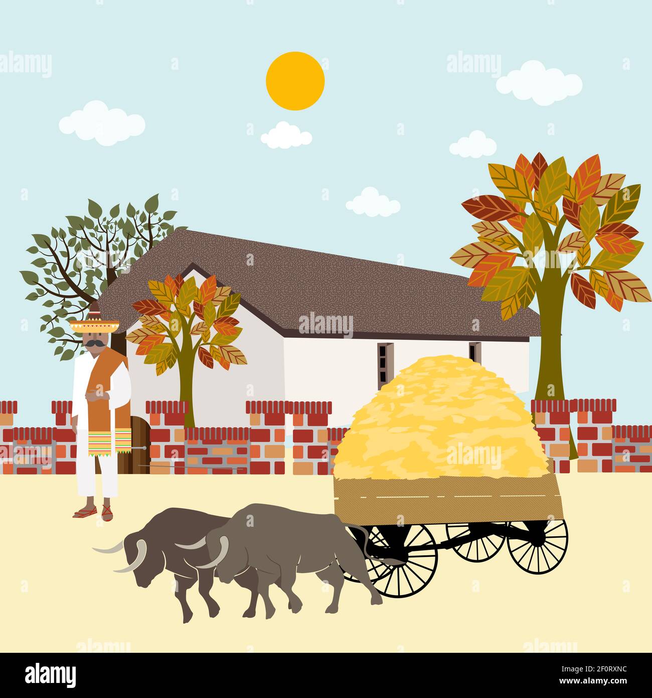 Vector digital illustration of a landscape in Mexico Stock Photo - Alamy