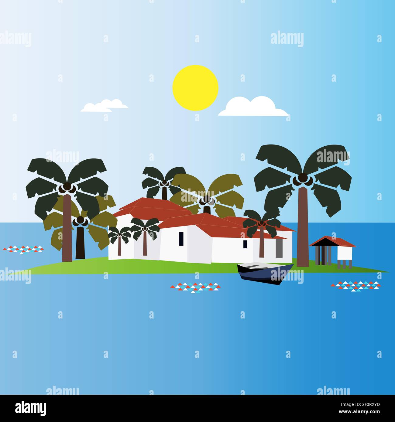 Vector digital illustration of a landscape in Mexico Stock Photo - Alamy