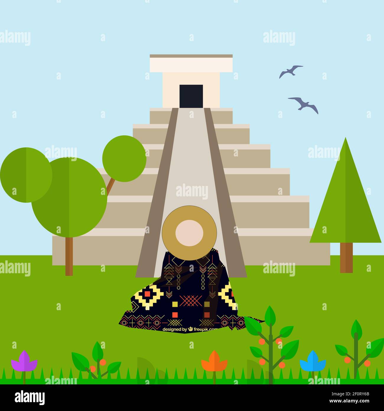 Vector digital illustration of a landscape in Mexico Stock Photo - Alamy