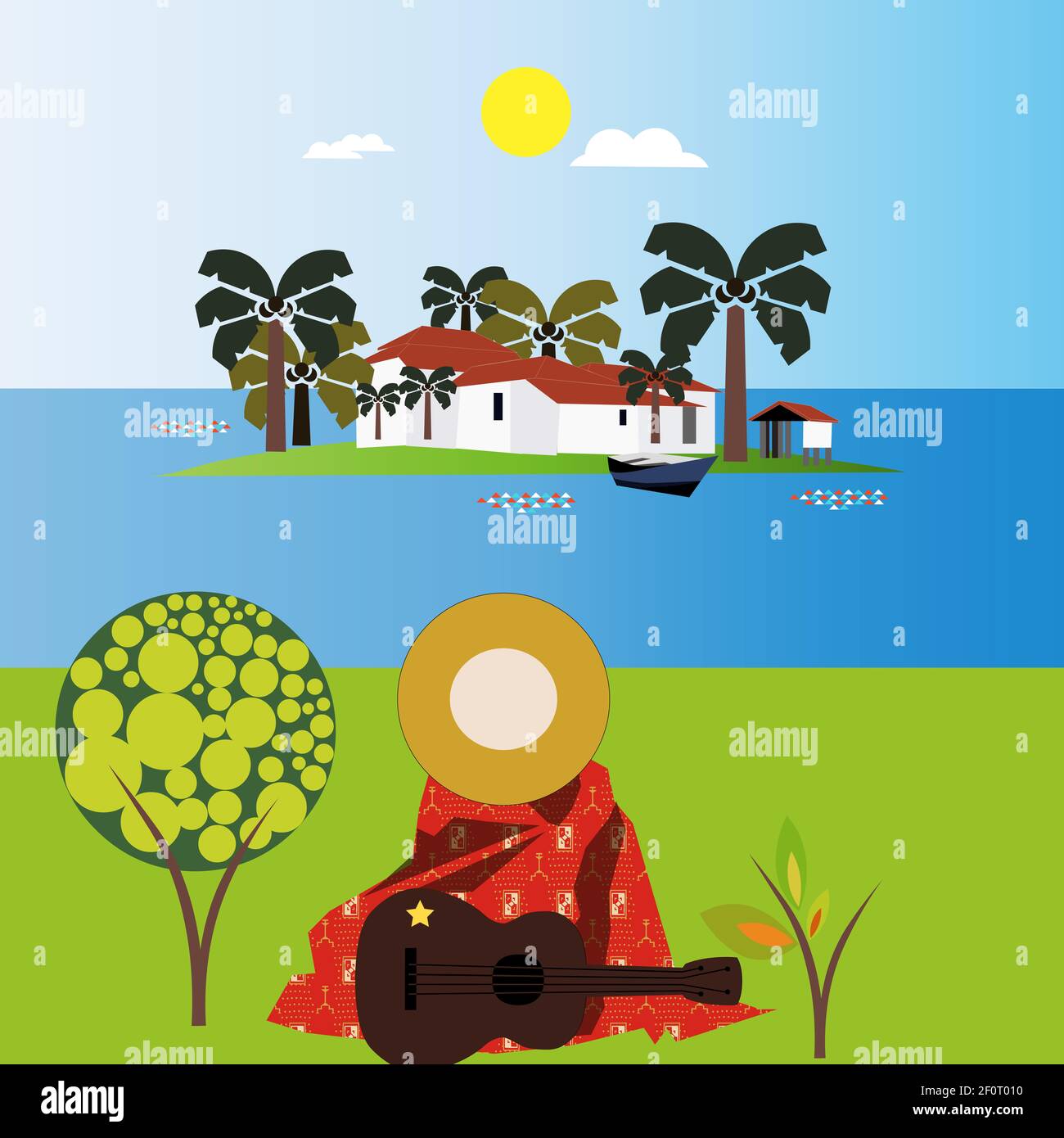 Vector digital illustration of a landscape in Mexico Stock Photo - Alamy