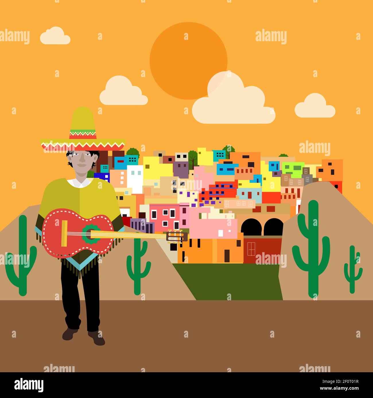 Vector digital illustration of a landscape in Mexico Stock Photo - Alamy