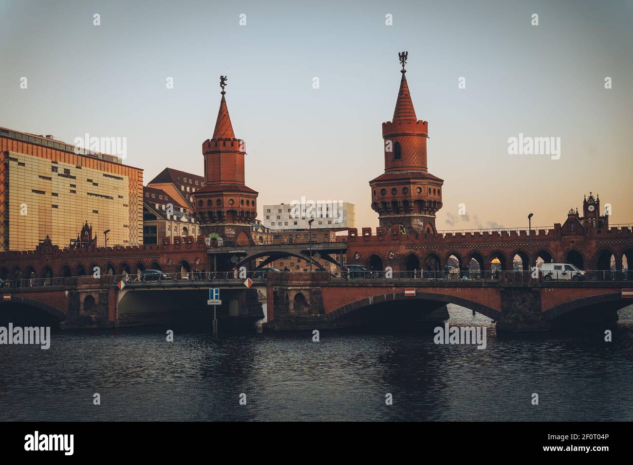 Berlin, Germany - March 03 2021: View towards Oberbaum Bridge during ...