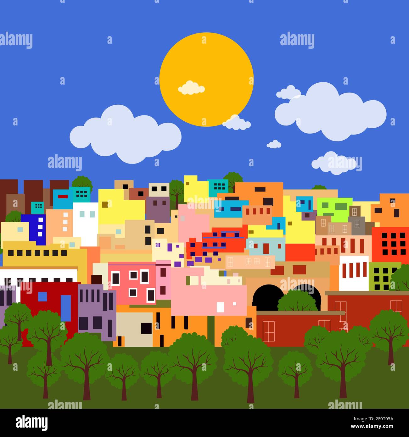 Vector digital illustration of a landscape in Mexico Stock Photo - Alamy