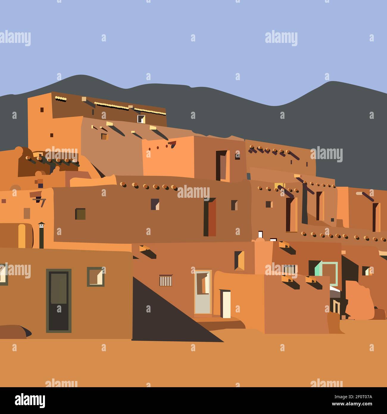 Vector digital illustration of a landscape in Mexico Stock Photo - Alamy