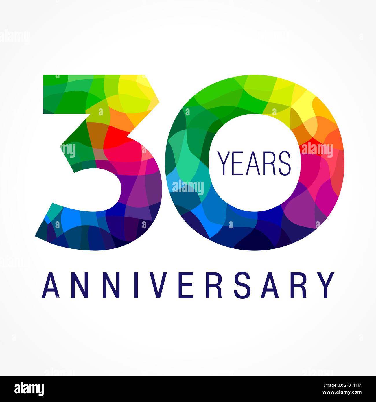 30 th anniversary numbers. 30 years old logotype. Bright congrats ...