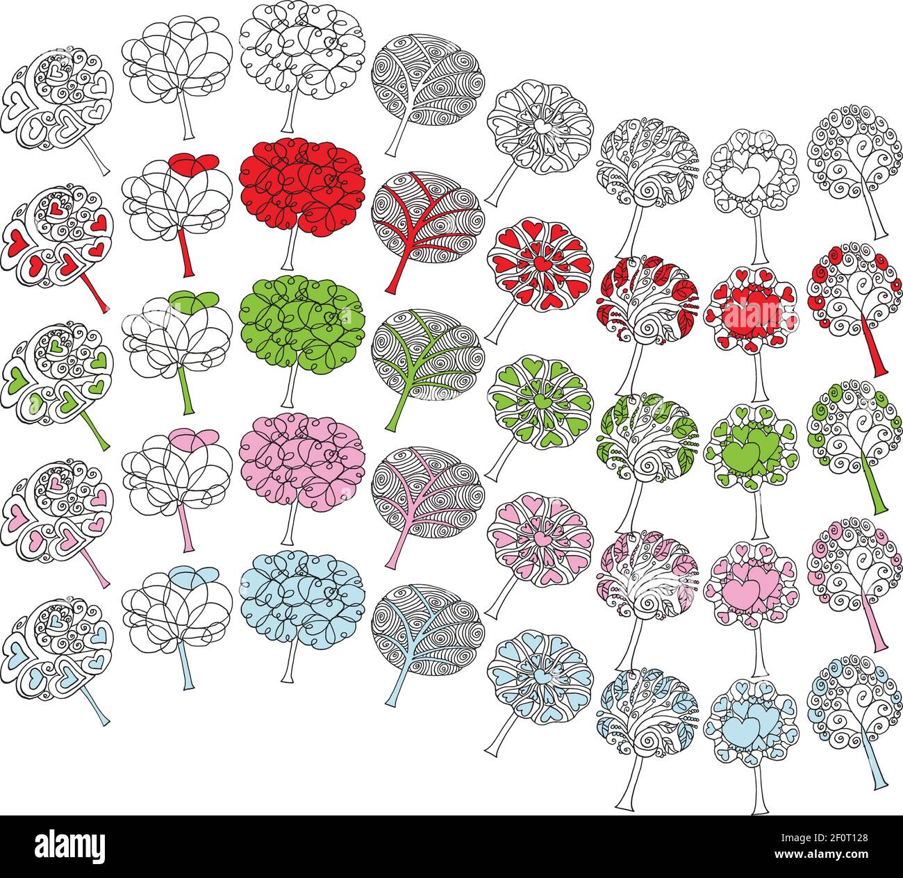 vector drawing heart shape with love tree design background Stock ...