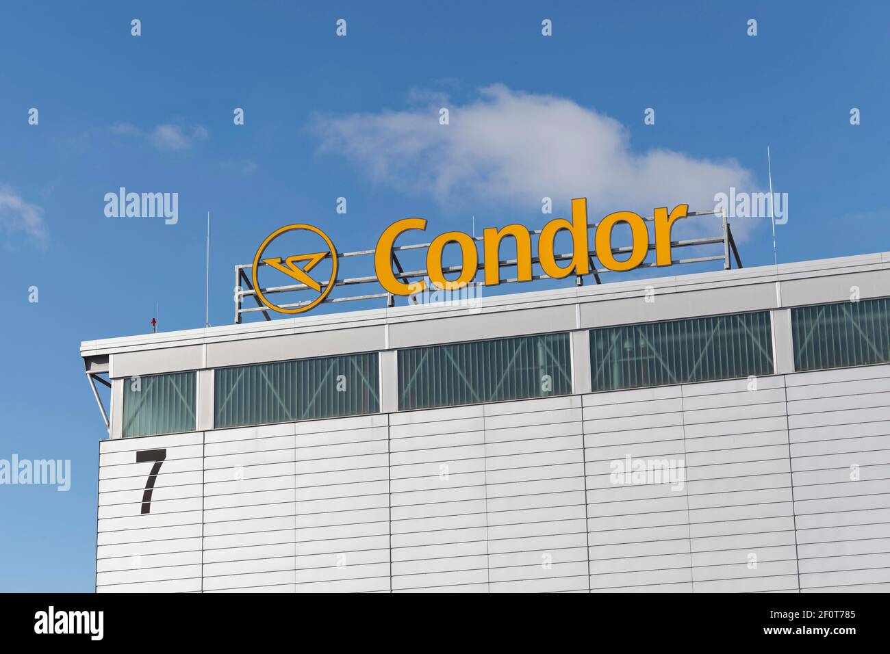 Condor, logo on Hangar 7, maintenance site at Duesseldorf Airport ...