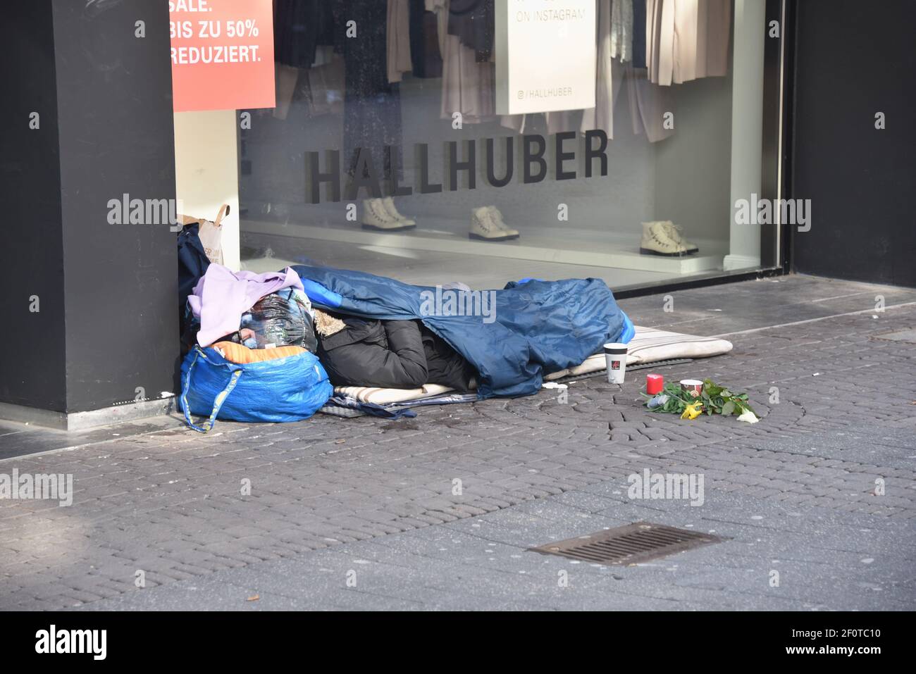 Cologne, Germany. 07th Mar, 2021. The sleeping place of a homeless ...