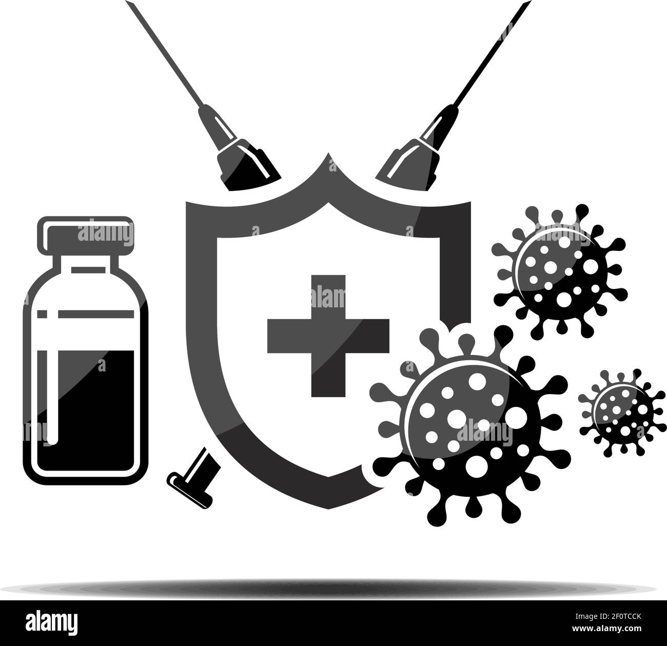 Hygiene shield, vaccine bacterial prevention, immune from flu germ icon ...