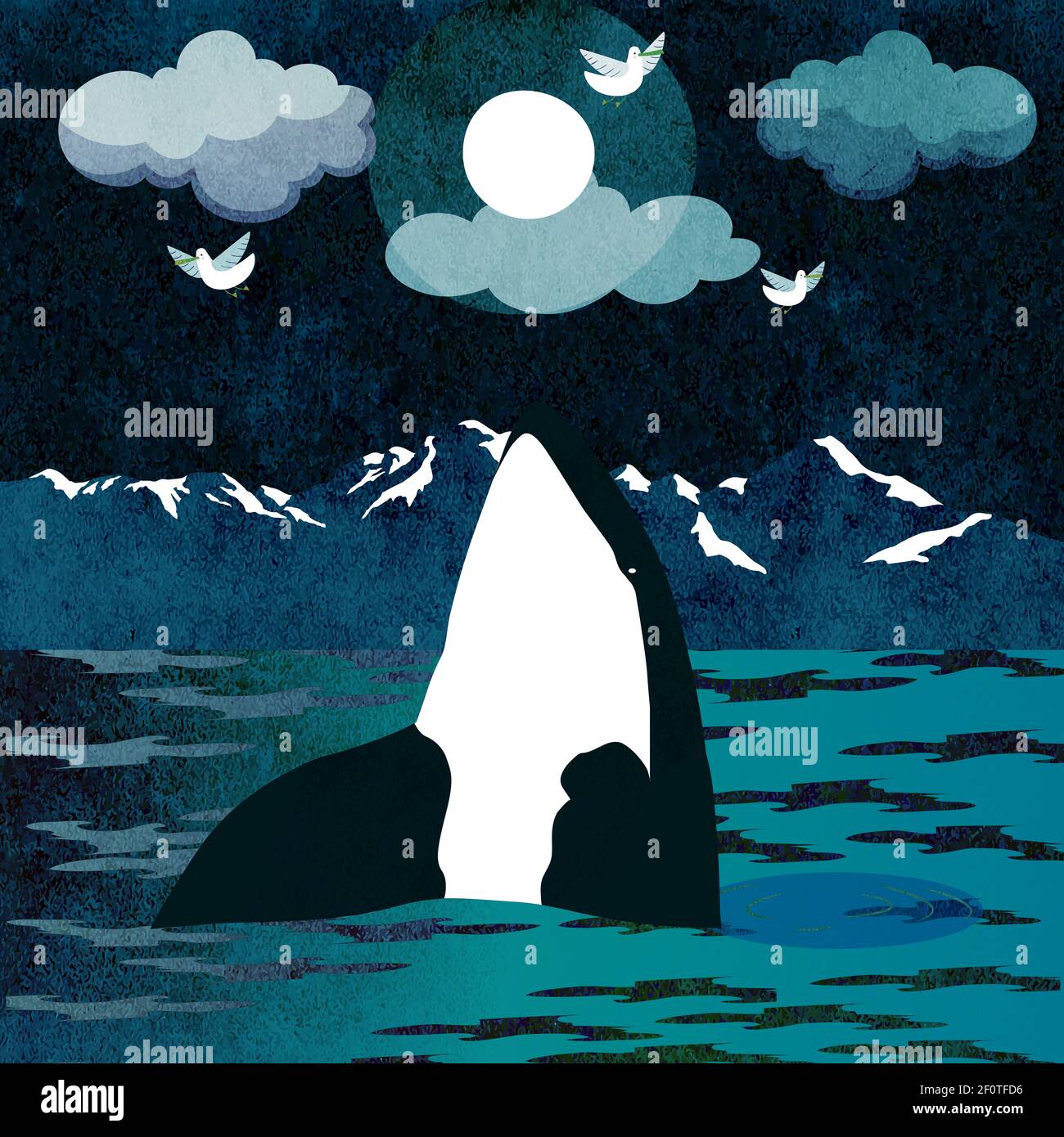 Vector digital illustration of a landscape in Norway Stock Photo - Alamy