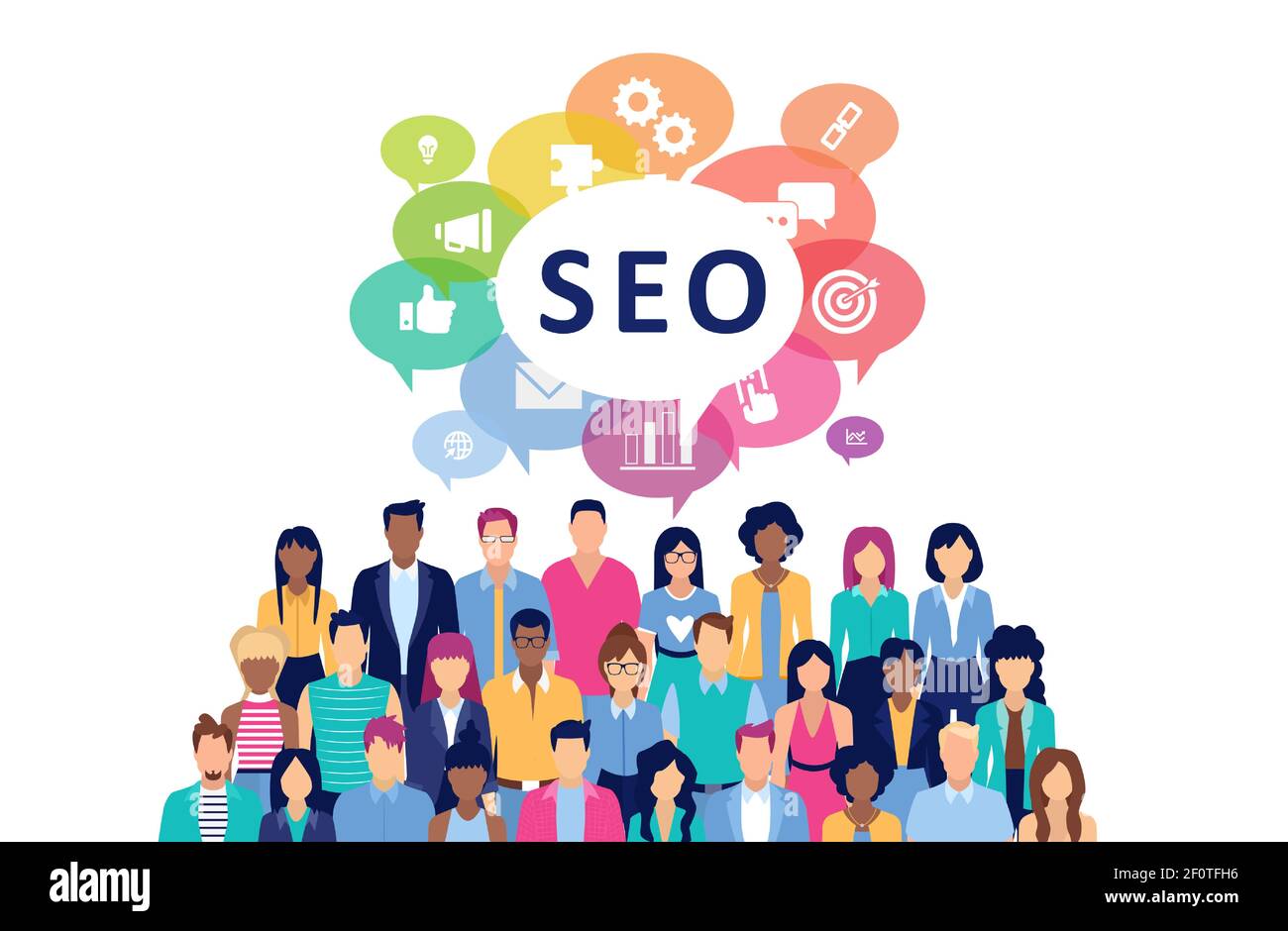 Large crowd of people and SEO concept Stock Vector Image & Art - Alamy