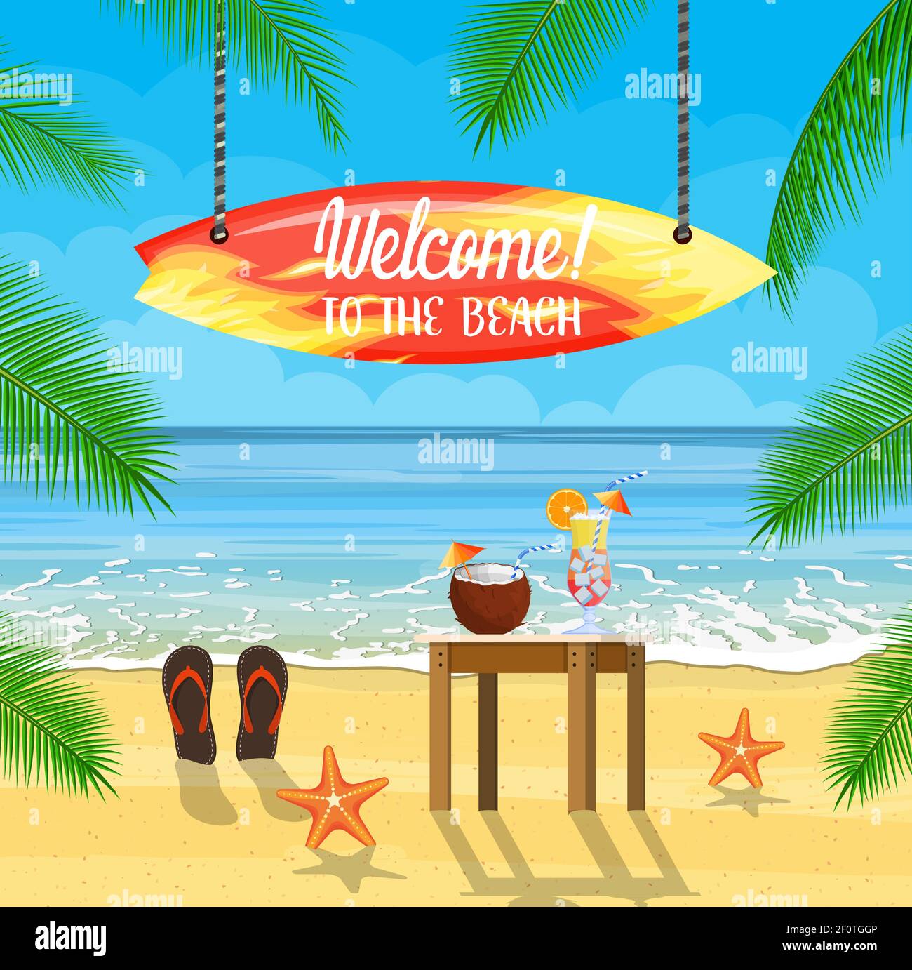 Beach things and surfboard summer holidays Stock Vector Image & Art - Alamy
