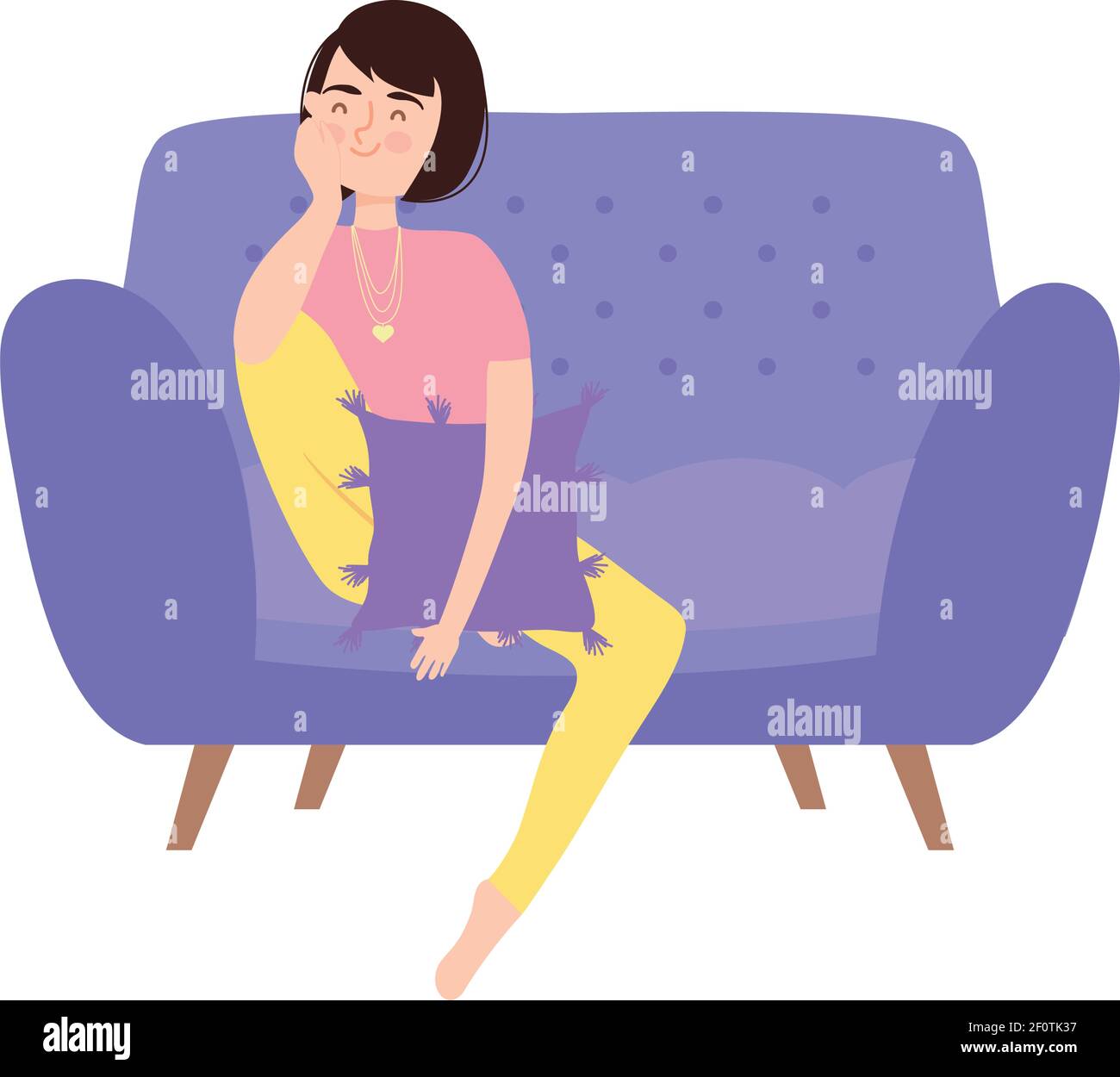 Girl sitting on couch Cut Out Stock Images & Pictures - Alamy