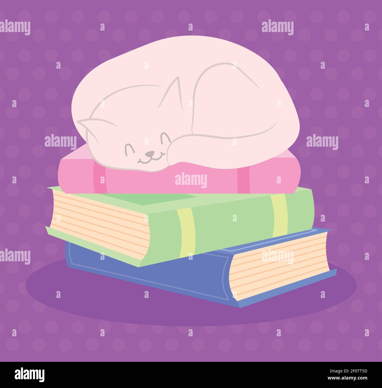 Stack of books with cat Stock Vector Images - Alamy