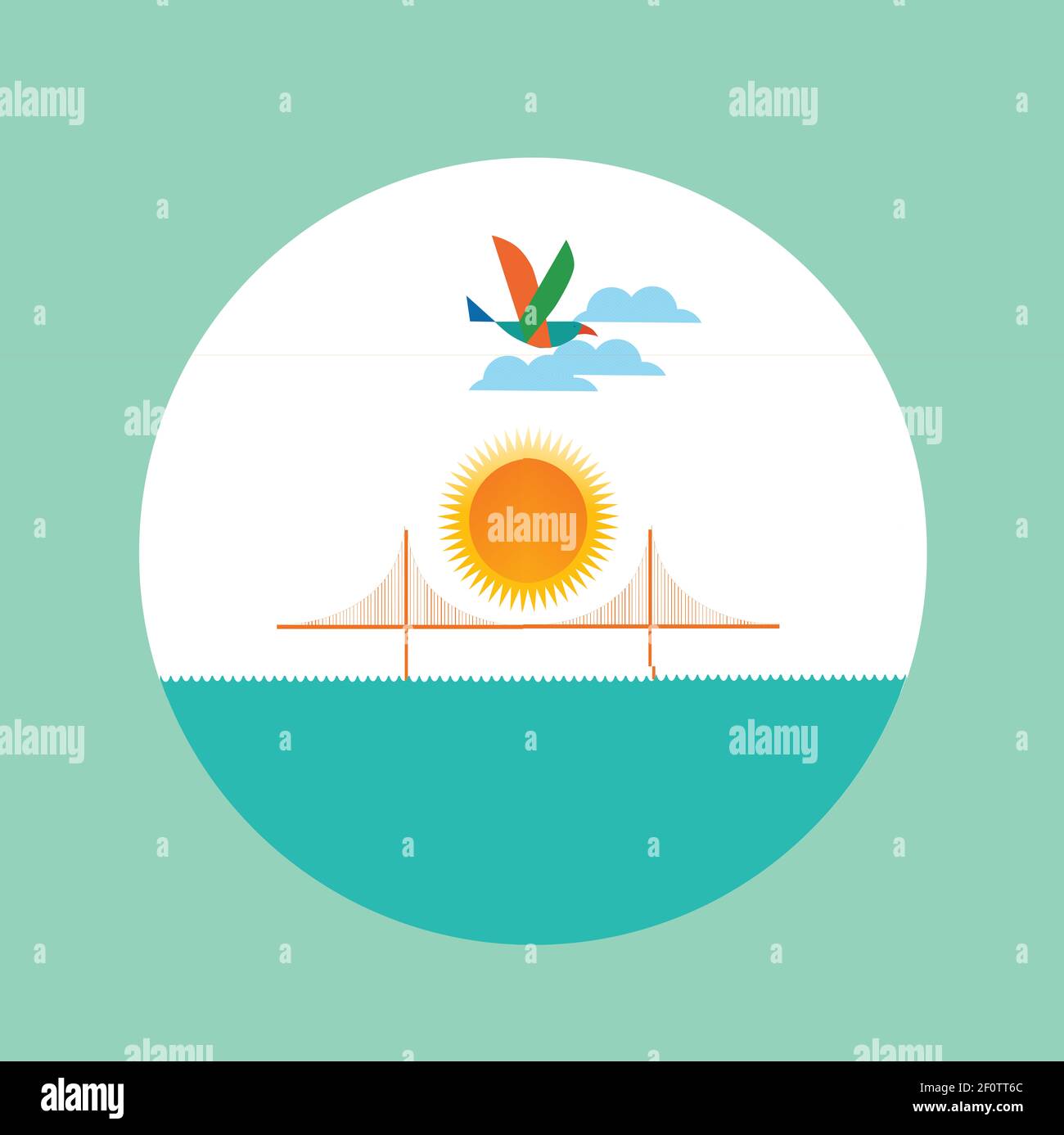 Geometric symmetrical illustration inside a circle Stock Photo - Alamy