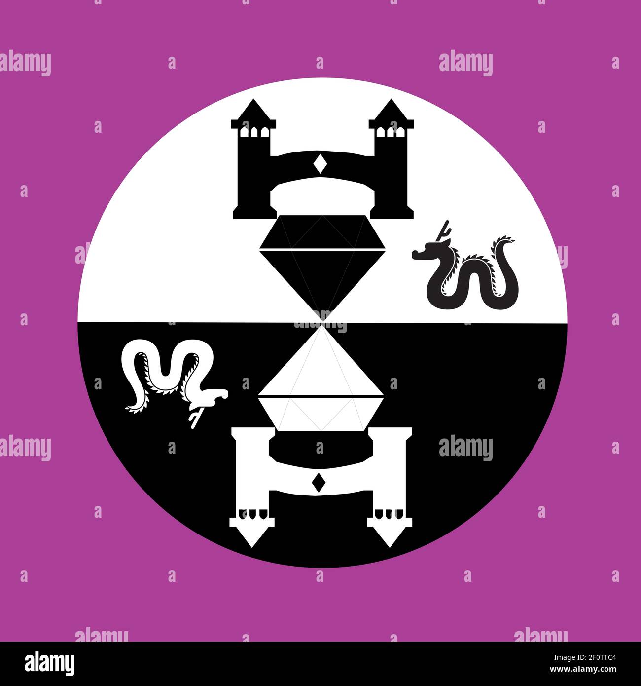 Geometric symmetrical illustration inside a circle Stock Photo - Alamy