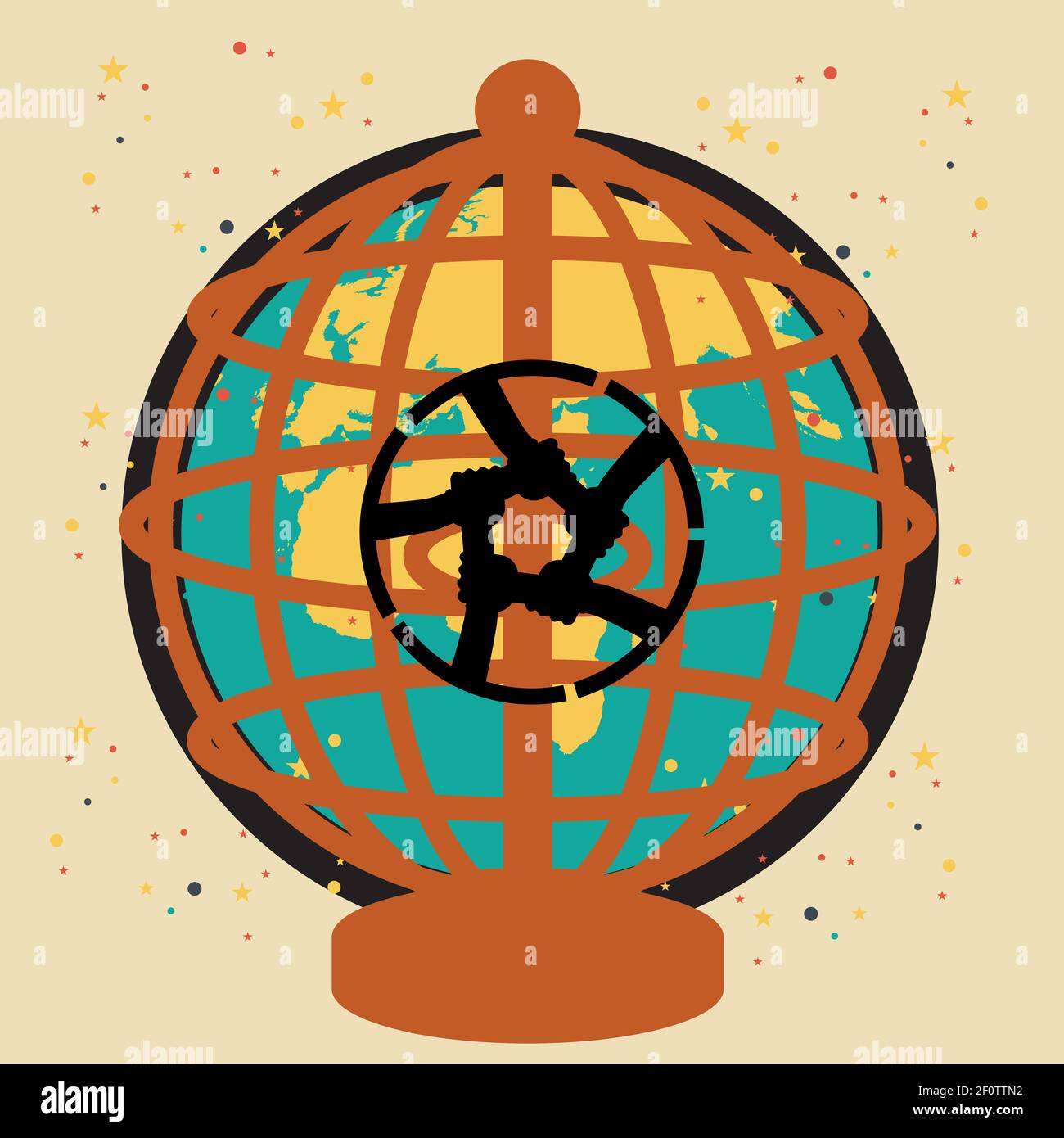 Geometric symmetrical illustration inside a circle Stock Photo - Alamy